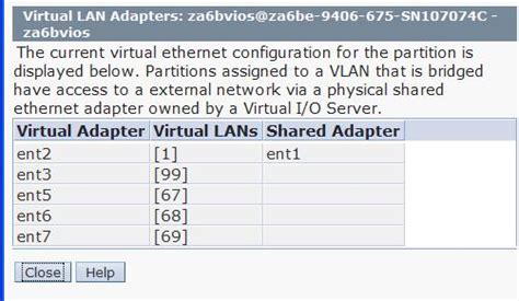 sea shared ethernet adapter configuration information for i client