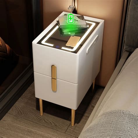 초소형 스마트 침대 옆 캐비닛 충전식 다기능 무선 충전 Usb 좁은 소형 미니 침대 옆 캐비닛 Aliexpress
