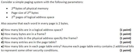 Solved Consider A Simple Paging System With The Following