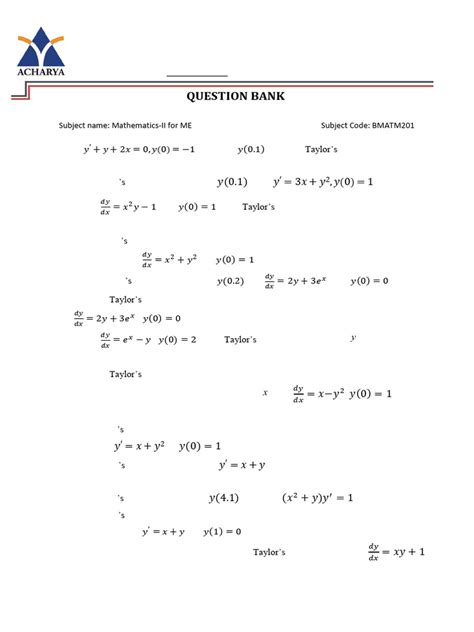 Module 5 Numerical Methods Ii Bmatm201 Qb Pdf Mathematics Of