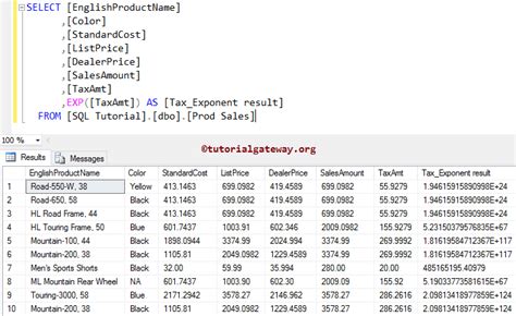 sql exp function
