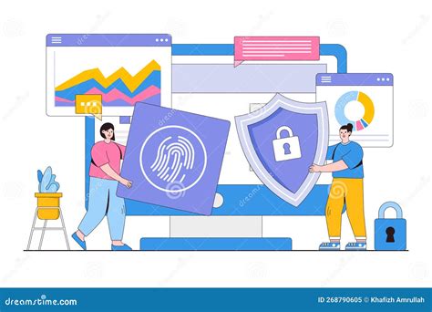Cyber Security Vector Illustration Concept With Characters Data