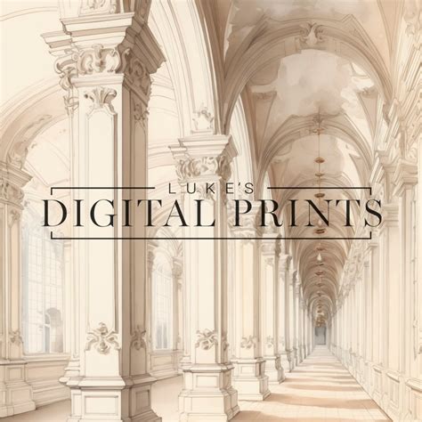 Classical Architecture Drawing Printable Digital Art Print Download