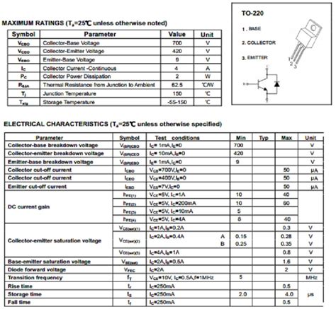 13005a Npn Transistor 4a 700v To 220