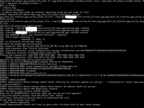 whonixcheck half readable gpg related error output support