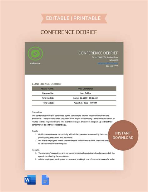 Editable Debrief Templates In Word To Download