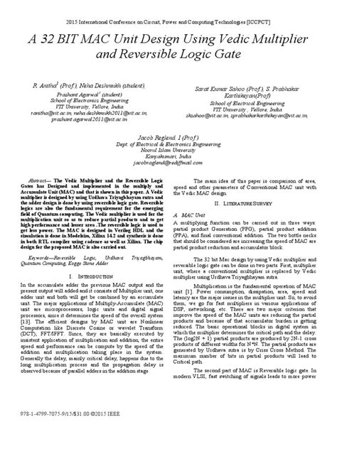 a 32 bit mac unit design using vedic multiplier pdf areas of
