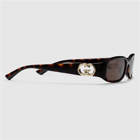 Rectangular Frame Sunglasses In Dark Tortoiseshell Gucci® Uk