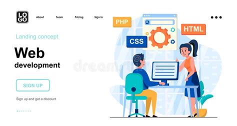 Web Development Web Concept Programmers Coding Code Creates Page Layout Setting Up Search