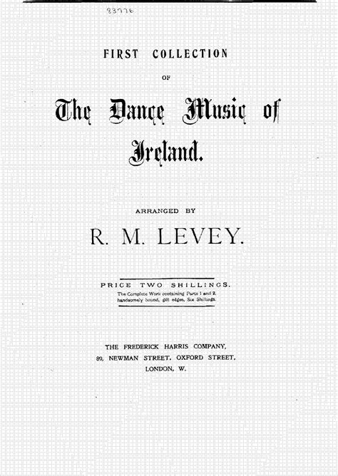 The Dance Music Of Ireland Levey Richard Michael Imslp