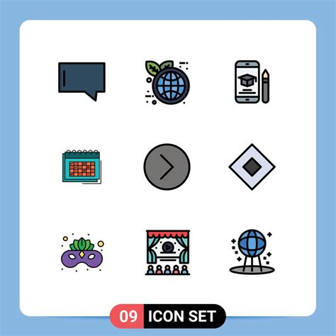 User Interface Pack Of 9 Basic Filledline Flat Colors Of Timetable Planning Graduation Event