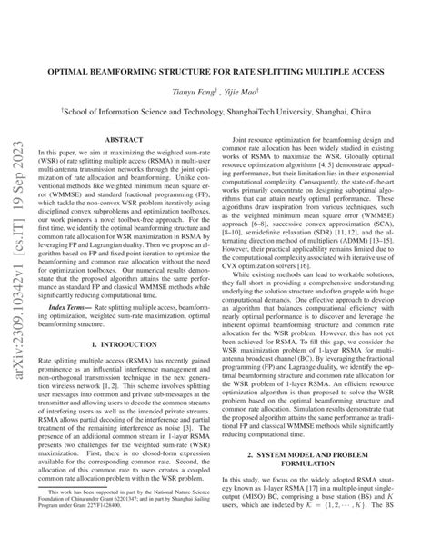 Optimal Beamforming Structure For Rate Splitting Multiple Access Deepai