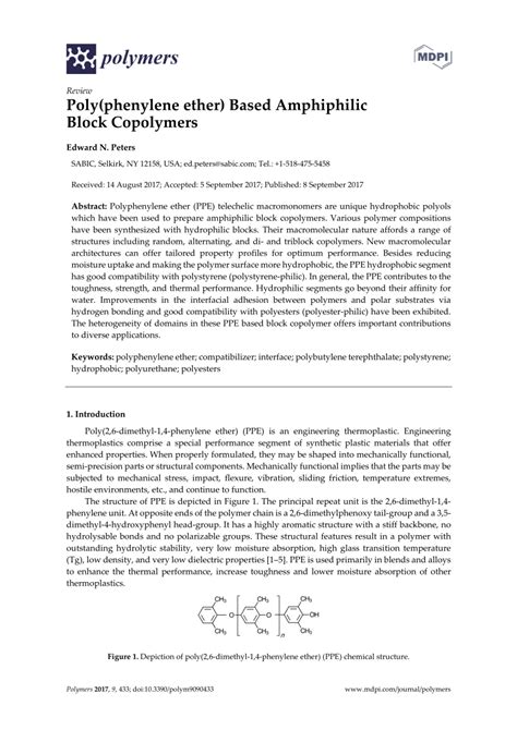 Pdf Polyphenylene Ether Based Amphiphilic Block Copolymers