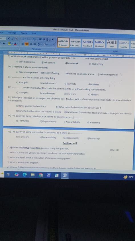 Dass 9 Computer Final Microsoft Word 9 Ability To Work Collaborativel Dass 9 Computer Final Microsoft Word 9 Ability To Work Collaborativel
