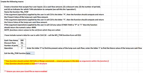 Solved Create The Following Macro Create A Function That Chegg