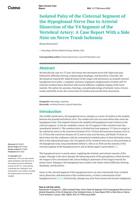 Pdf Isolated Palsy Of The Cisternal Segment Of The Hypoglossal Nerve