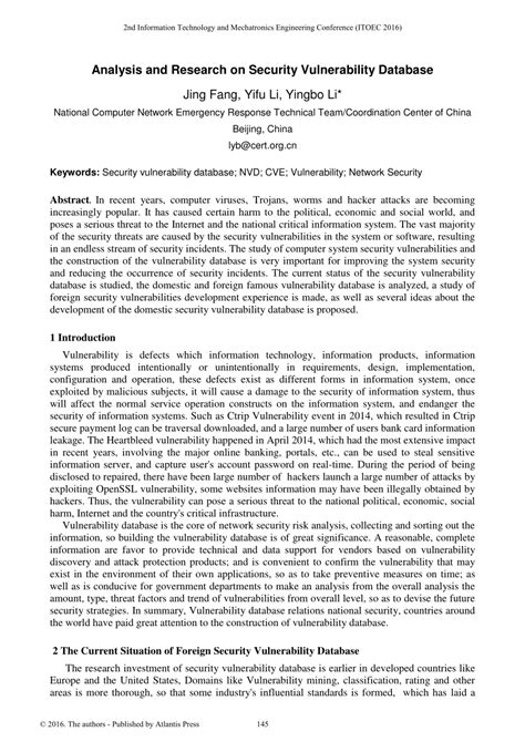 PDF Analysis And Research On Security Vulnerability Database