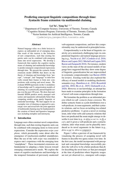 Pdf Predicting Emergent Linguistic Compositions Through Time Syntactic Frame Extension Via
