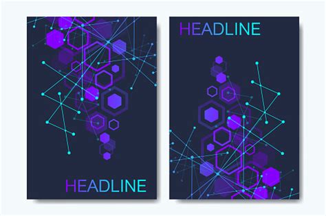 안내 책자 커버 플라이어 연례 보고서 비즈니스 벡터 템플릿 전단지 분자 구조 점 선 추상 구성 웨이브 흐름입니다 과학 의학 기술 배경 0명에 대한 스톡 벡터 아트 및 기타
