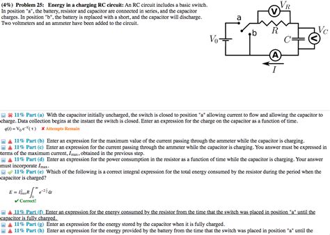 solved 4 problem 25 energy in a charging rc circuit an