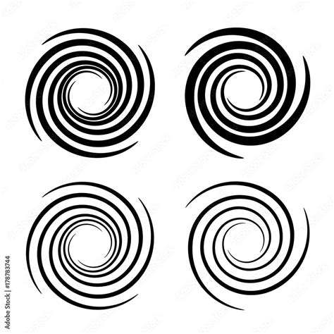 Vortex Circular Swirl Lines Black Symbol Vector Stock Vector Adobe Stock