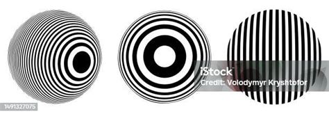 착시 현상의 공 세트입니다 다른 각도에서 구체 줄무늬의 구체 벡터 흑백 0명에 대한 스톡 벡터 아트 및 기타 이미지 0명 3차원 형태 개념 Istock