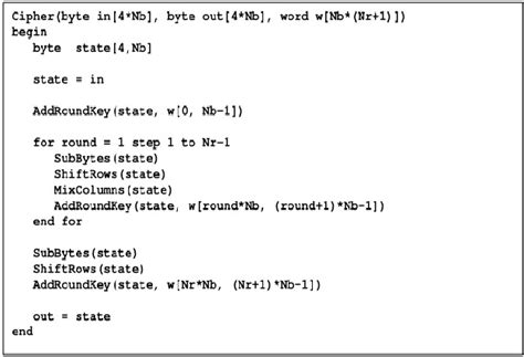 Pseudo Code For Aes Cipher 20 54 Download Scientific Diagram