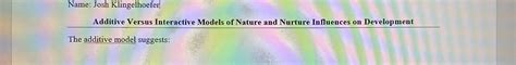 Additive Versus Interactive Models Of Nature And