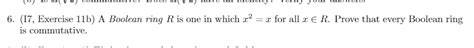 Solved 6 17 Exercise 11b A Boolean Ring R Is One In