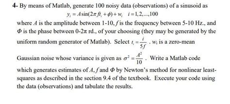 Solved By Means Of Matlab Generate Noisy Data Chegg