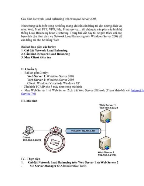 Cấu Hình Network Load Balancing Trên Windows Server 2008 Doc
