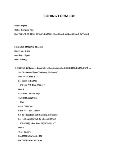 Coding Form Job Pdf Software Engineering Computer Programming