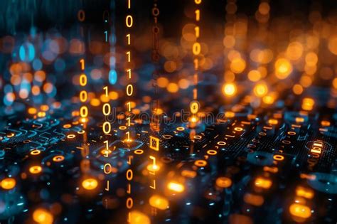 Illustration Of Communities Of Binary Code Flowing Down On A Dark Background In The Data