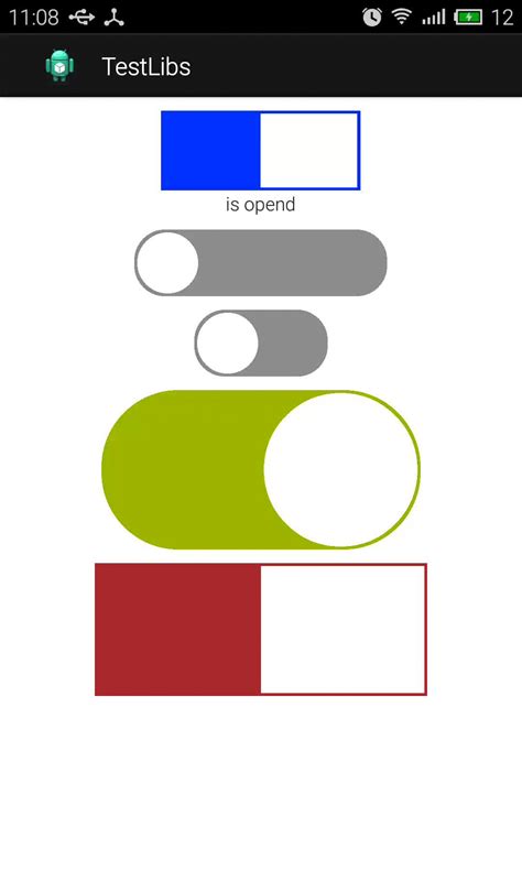 Slideswitch 状态切换的开关，可以设置为类似 Ios 的圆形，也可以设置为矩形，用 Codekk Androidopen