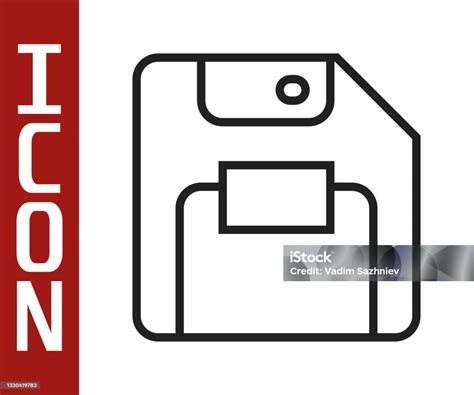 흰색 배경에서 격리된 컴퓨터 데이터 저장 아이콘용 검은색 줄 플로피 디스크입니다 디스켓 기호입니다 벡터 검은색에 대한 스톡 벡터 아트 및 기타 이미지 Istock