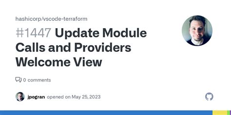 update module calls and providers welcome view · issue 1447