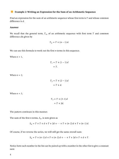 Lesson Arithmetic Series Nagwa