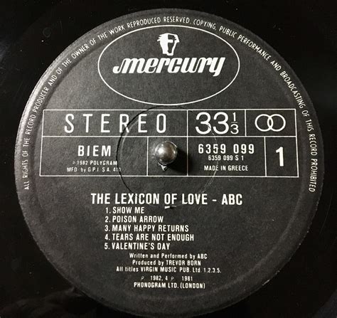 1982 Abc The Lexicon Of Love Vinyl Lp Album Stereo Etsy