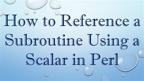 How To Reference A Subroutine Using A Scalar In Perl Youtube