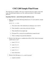 CSCI Sample Final Exam Docx CSCI SampleFinalExam