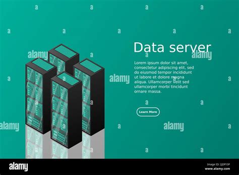 Mainframe Powered Server High Technology Concept Data Center Cloud Data Storage Isometric