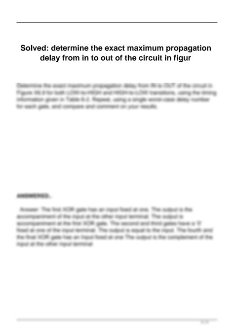 Solution Solved Determine The Exact Maximum Propagation Delay From In
