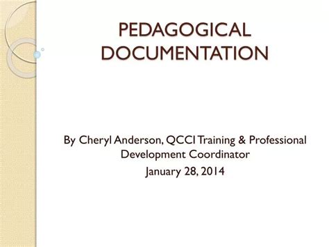 Ppt Pedagogical Documentation Powerpoint Presentation Free Download