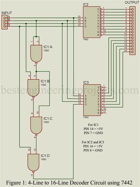 4 Line To 16 Line Decoder Circuit Using 7442 Engineering Projects