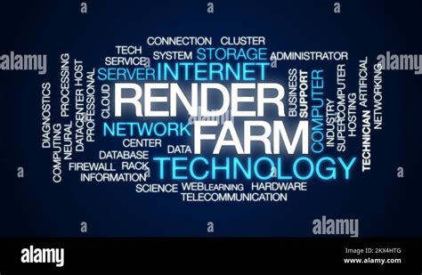 Render Farm Animated Word Cloud Text Design Animation Stock Video