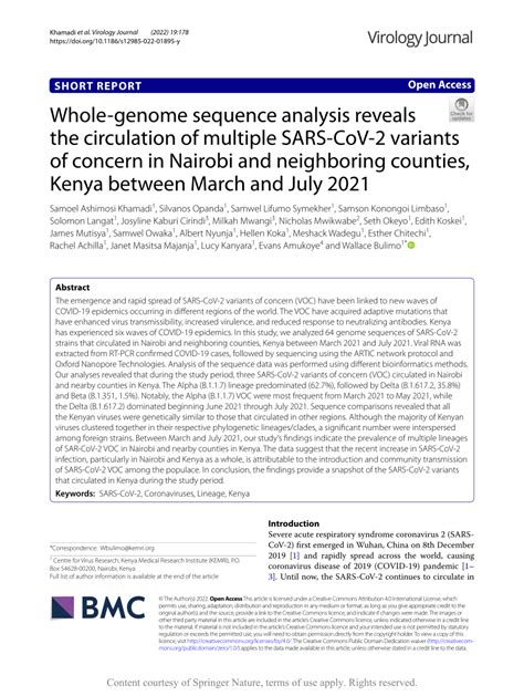 Pdf Whole Genome Sequence Analysis Reveals The Circulation Of Multiple Sars Cov 2 Variants Of