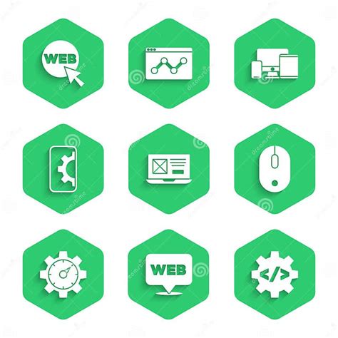 set ui or ux design web and graphic front end development computer