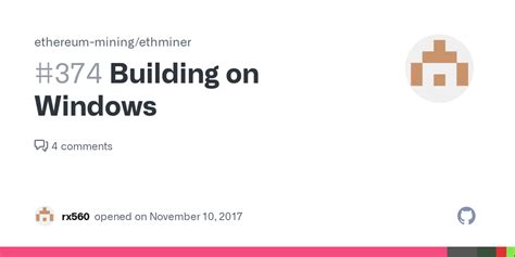 building on windows · issue 374 · ethereum mining ethminer · github