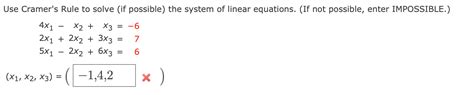 solved use cramer s rule to solve if possible ﻿the system