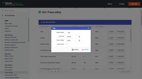 Popup Data Editing Example For Kendo Ui Grid Widget Pop Up Grid Kendo